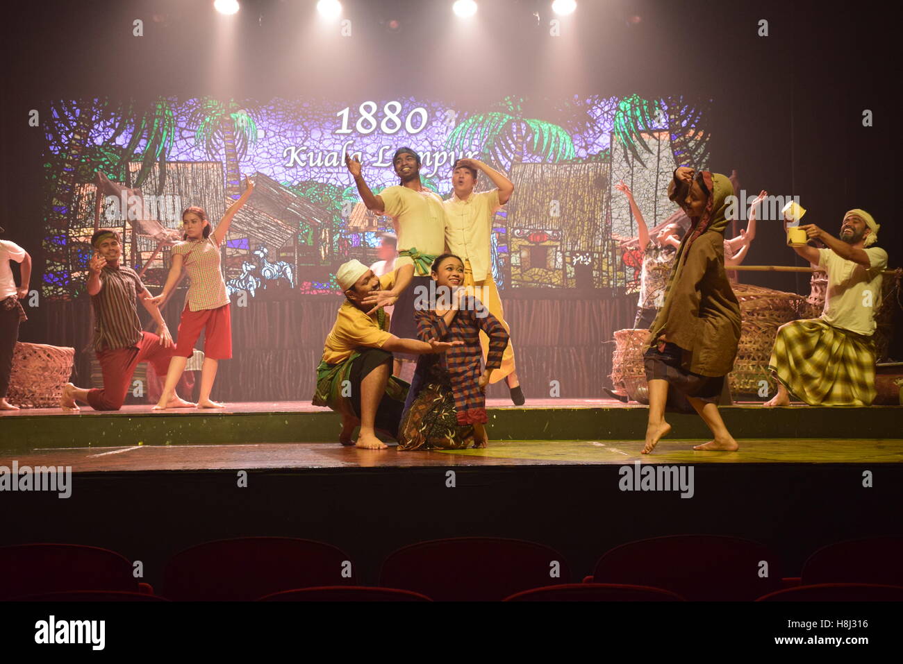 Crew of actors performing a show on stage in Kuala Lumpur, Malaysia ...