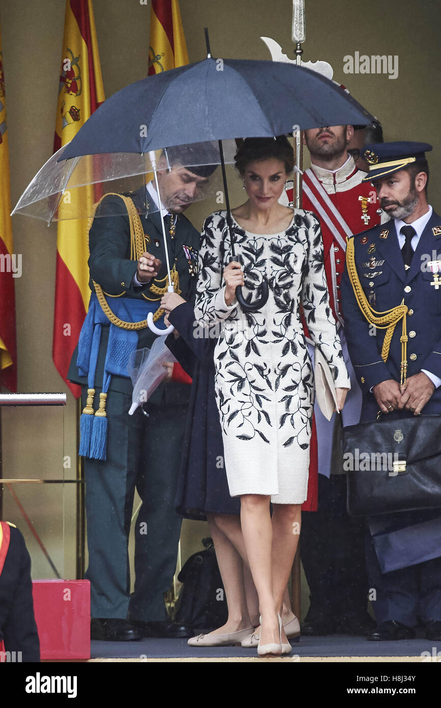 Spanish royals attend the National Day military parade in Madrid ...