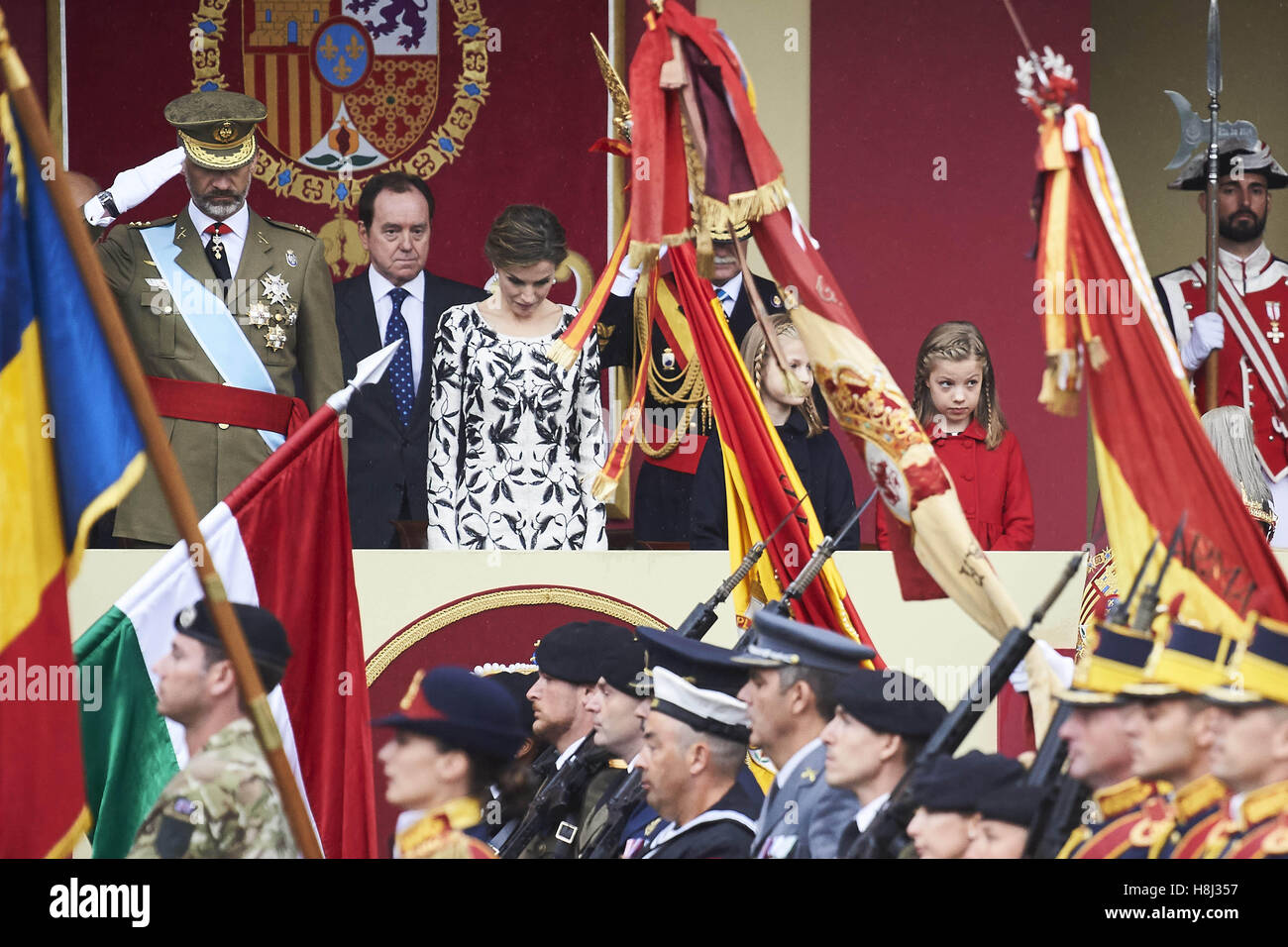 Spanish royals attend the National Day military parade in Madrid ...