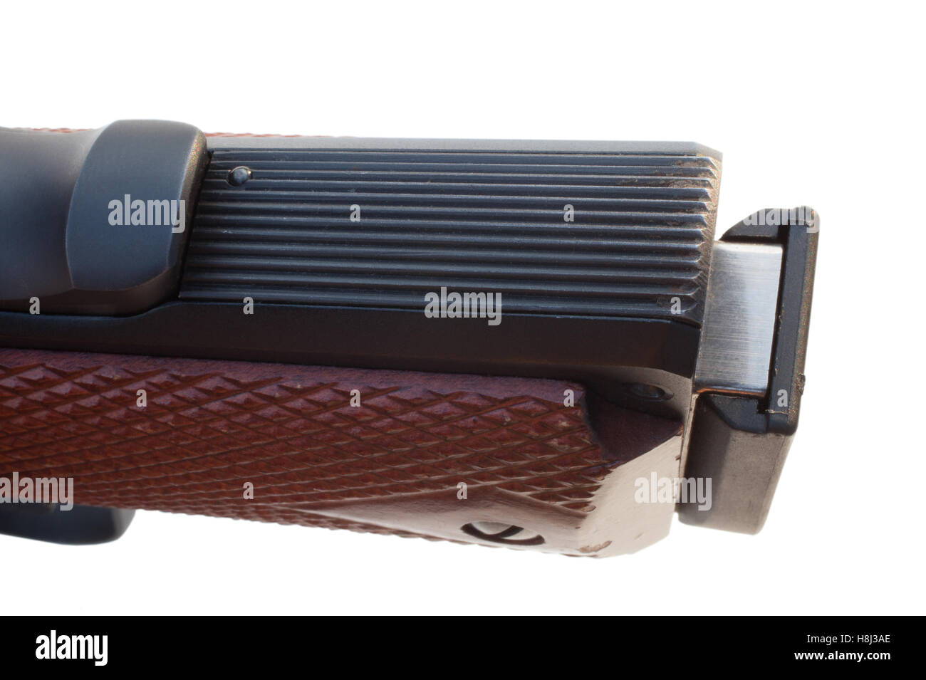 Strap on the back of a pistol grip isolated on white Stock Photo - Alamy