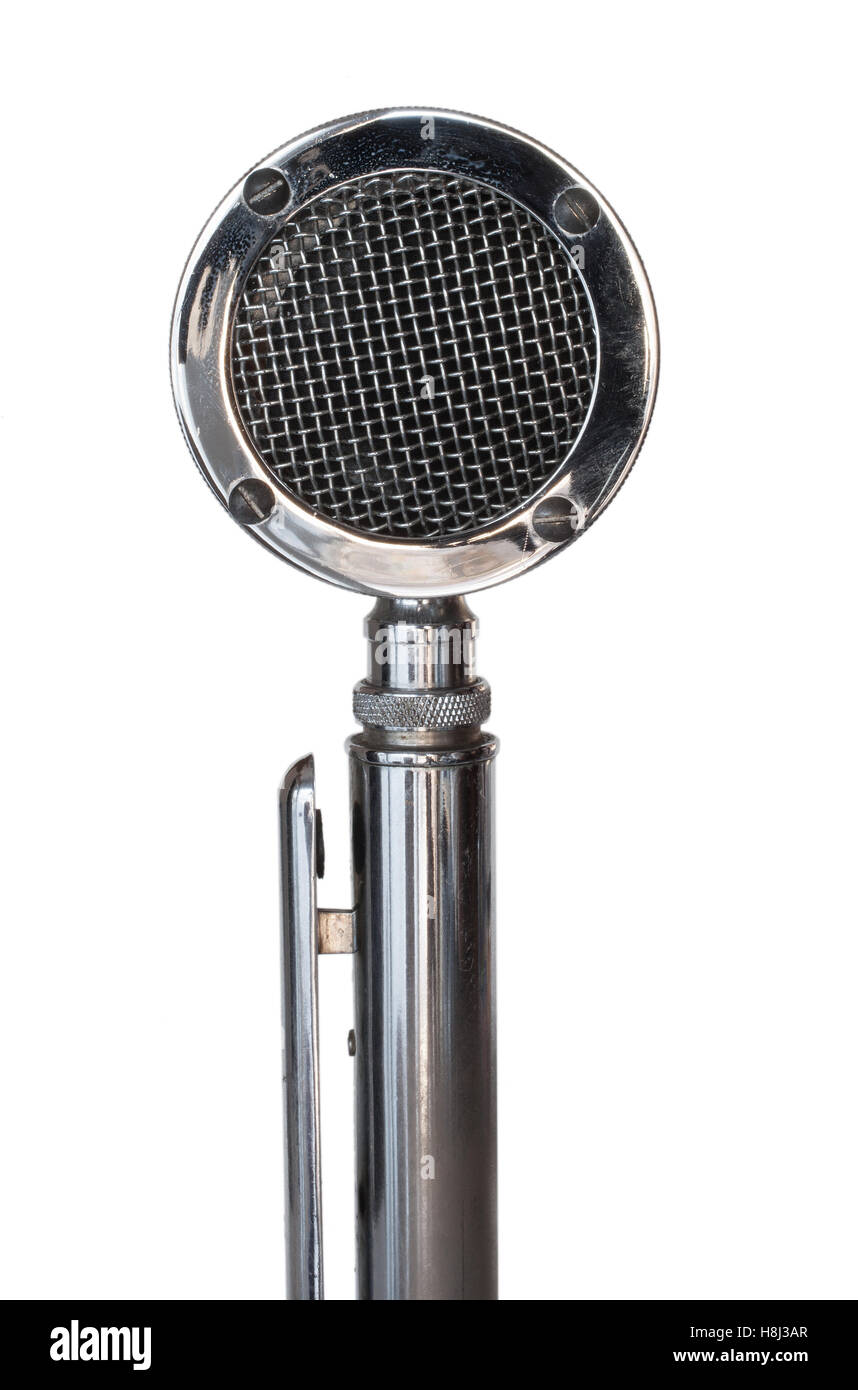 Steel microphone and element on a white background Stock Photo - Alamy