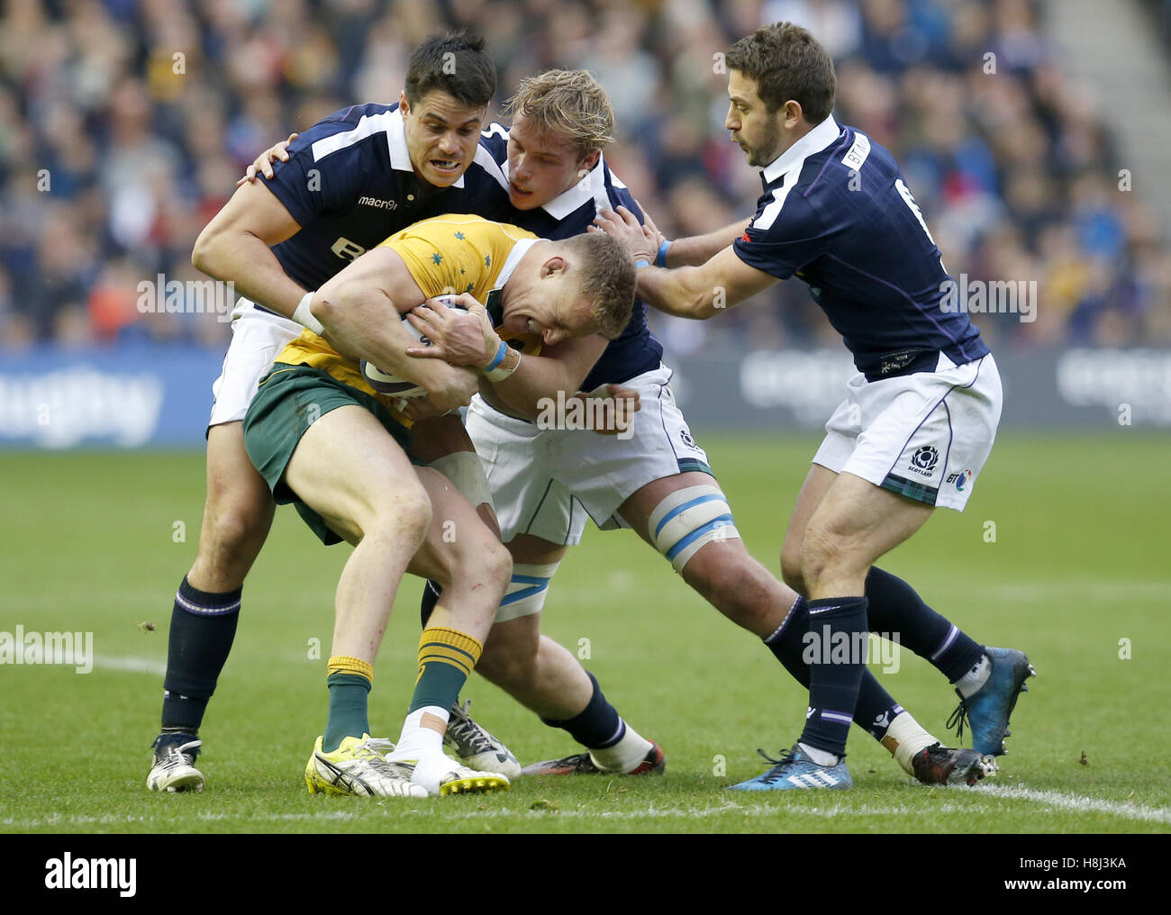 Scotland's (from left) Sean Maitland, Johnny Ritchie and Greig Laidlaw ...