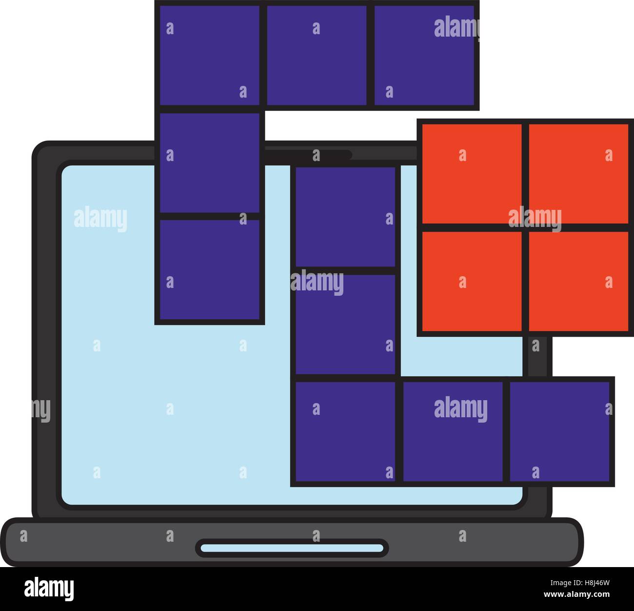 Laptop and tetrix videogame design Stock Vector Image & Art - Alamy