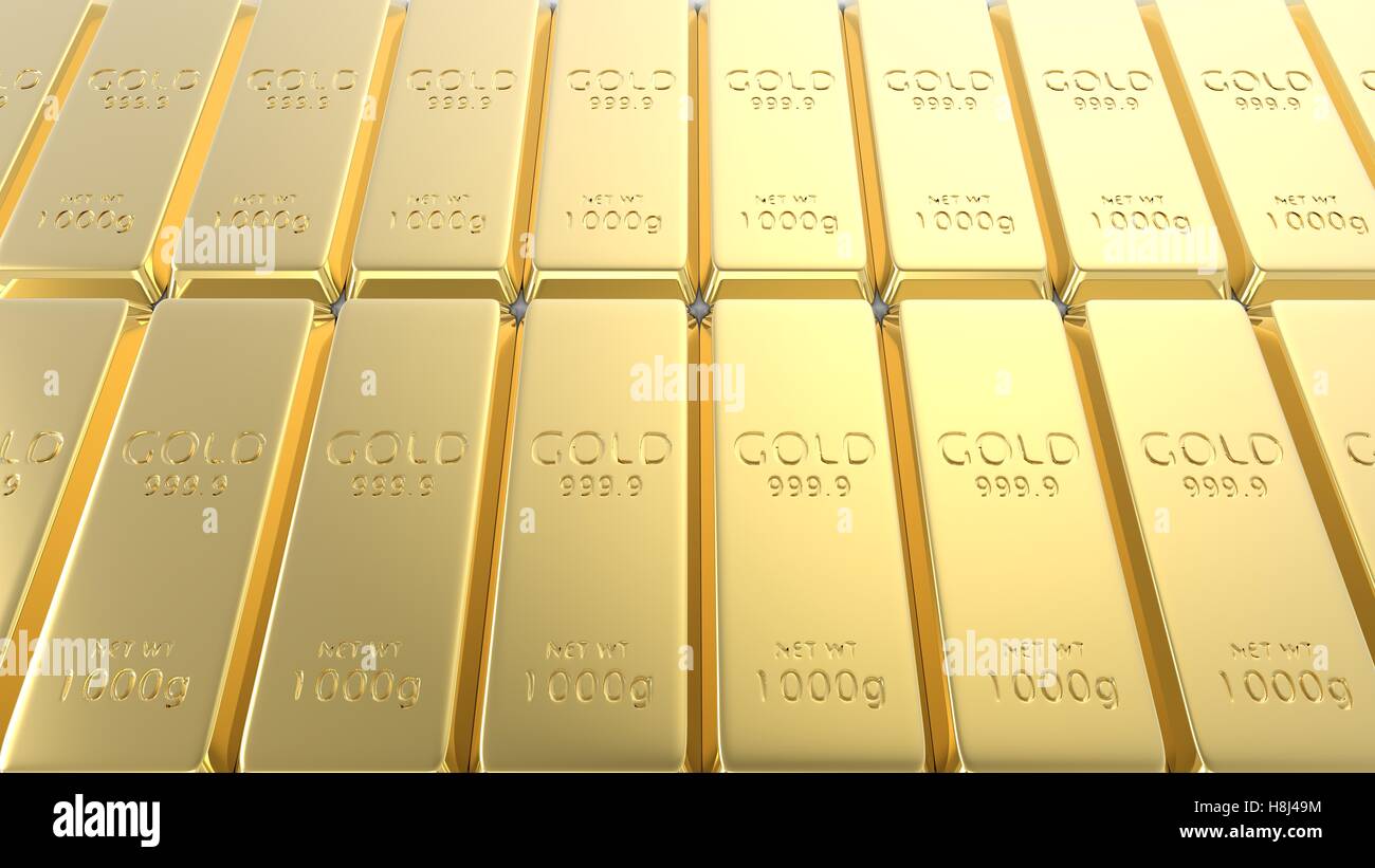 The 3d rendering set of gold bars isolated on white background Stock ...