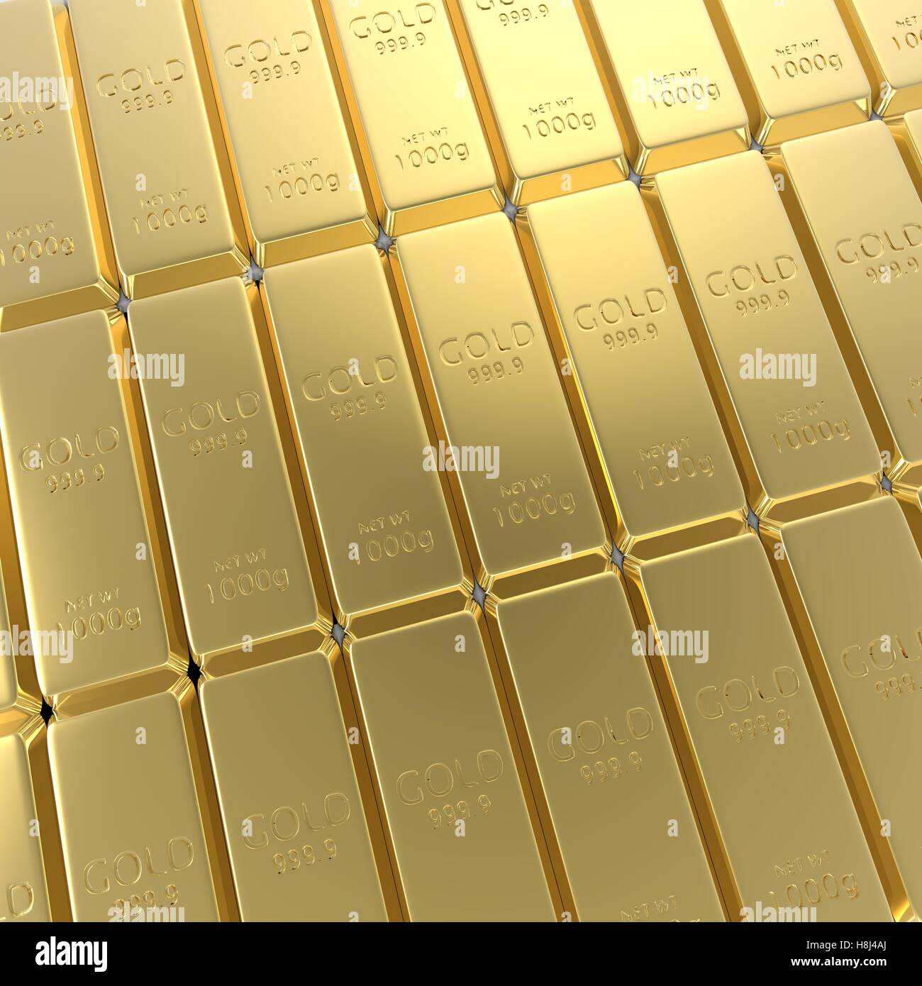 The 3d rendering set of gold bars isolated on white background Stock ...