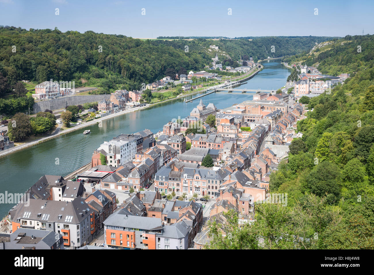 Aerial view Dinant along river Meuse in Belgium Stock Photo - Alamy