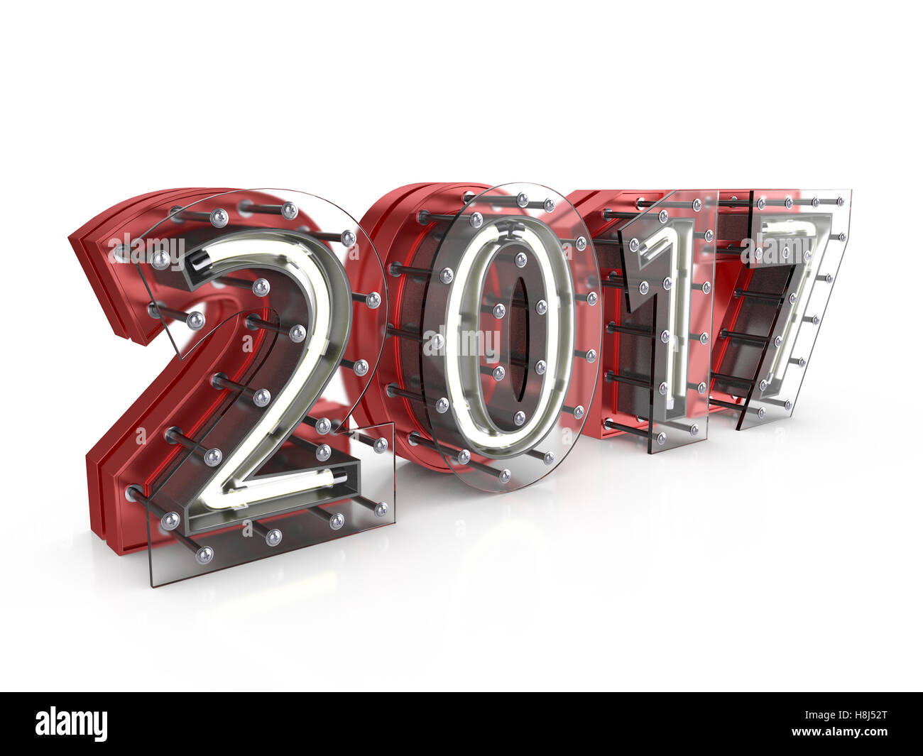 Neon 2017 symbol on a white background. 3D illustration Stock Photo - Alamy