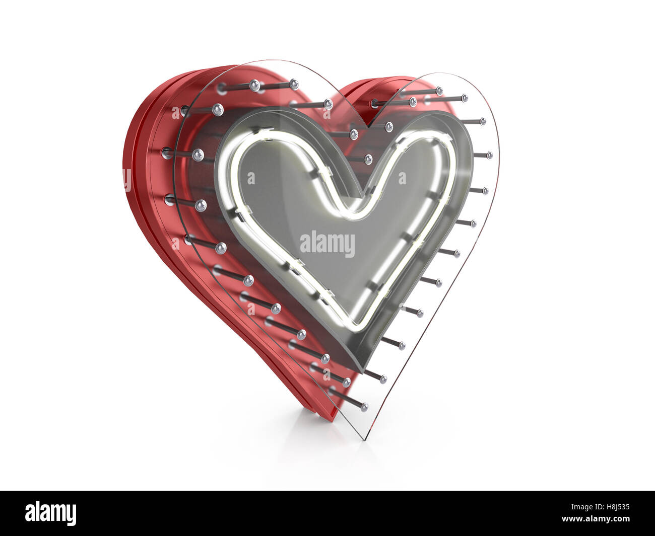 Neon heart symbol on a white background. 3D illustration Stock Photo ...