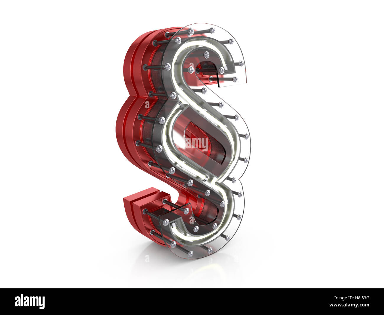 Neon paragraph symbol on a white background. 3D illustration Stock ...