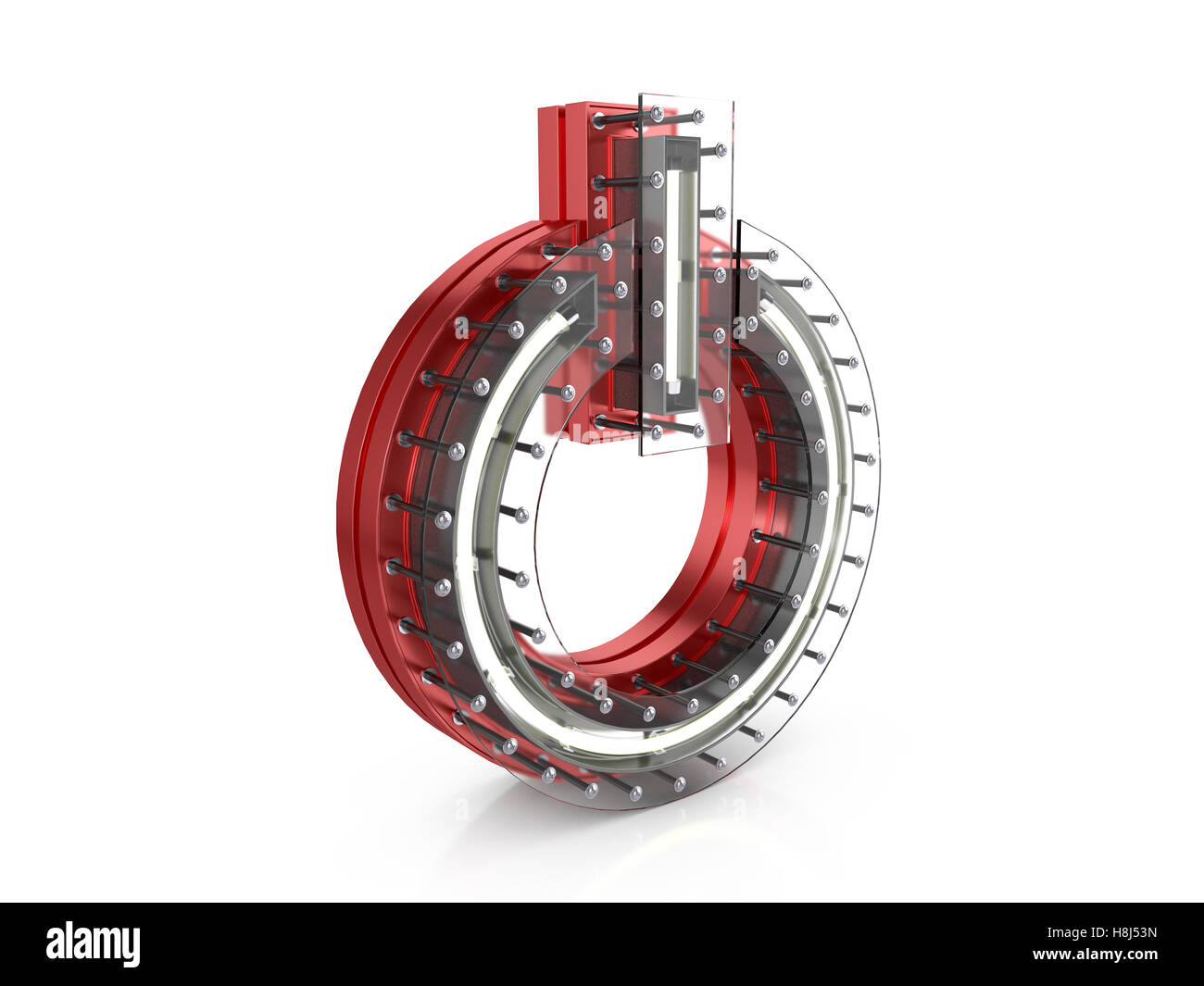 Neon power symbol on a white background. 3D illustration Stock Photo ...