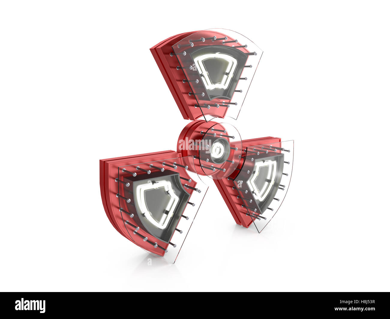 Neon radiation symbol on a white background. 3D illustration Stock ...