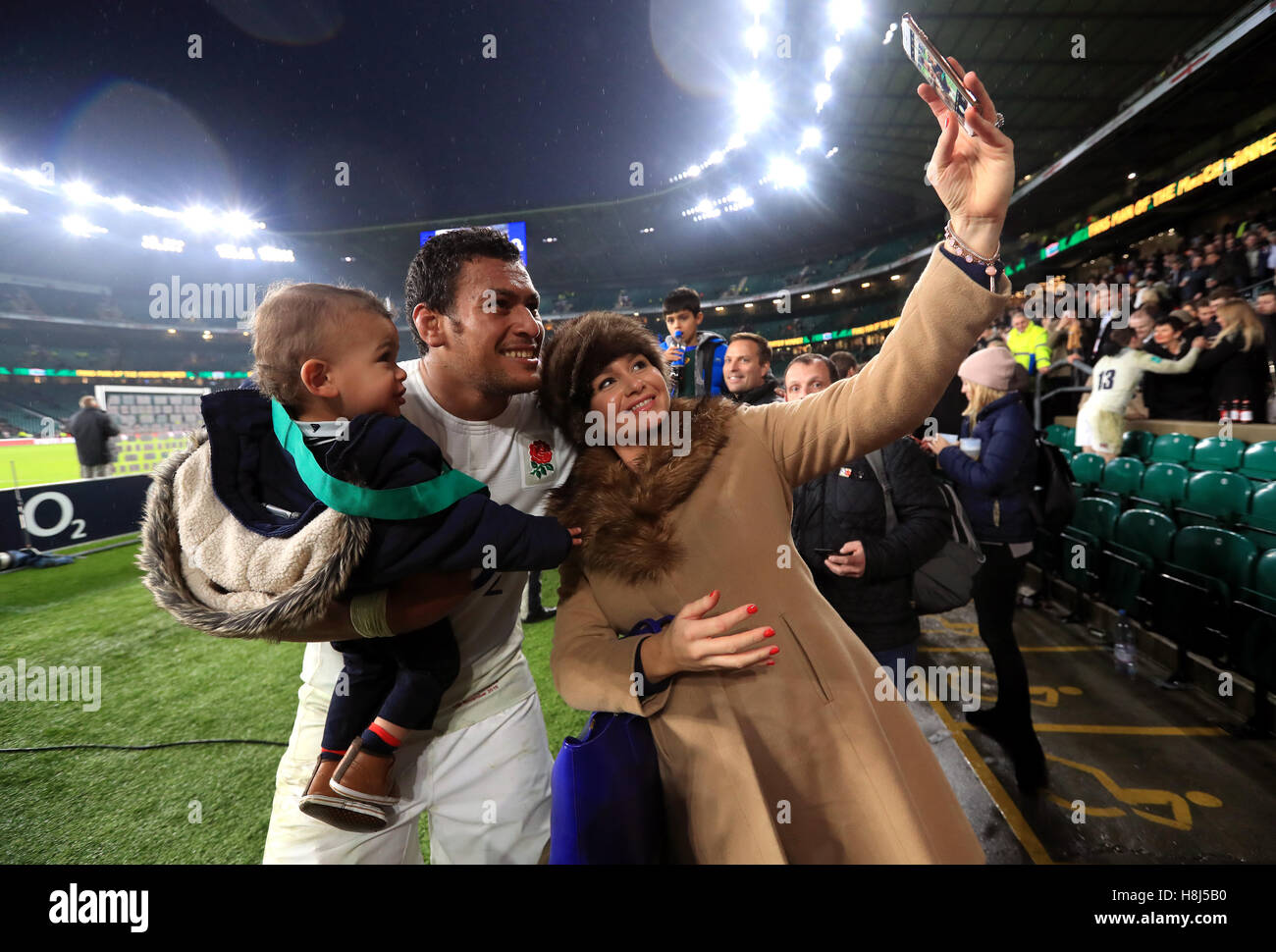 England's Nathan Hughes poses for a picture after the Autumn ...