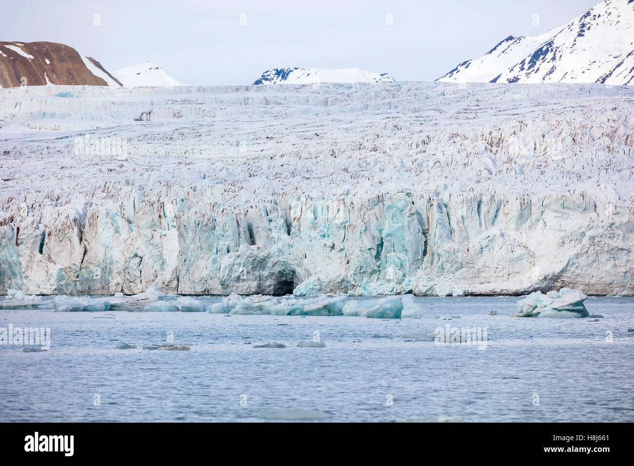 Floating sea ice in front of massive glacier in arctic Stock Photo - Alamy