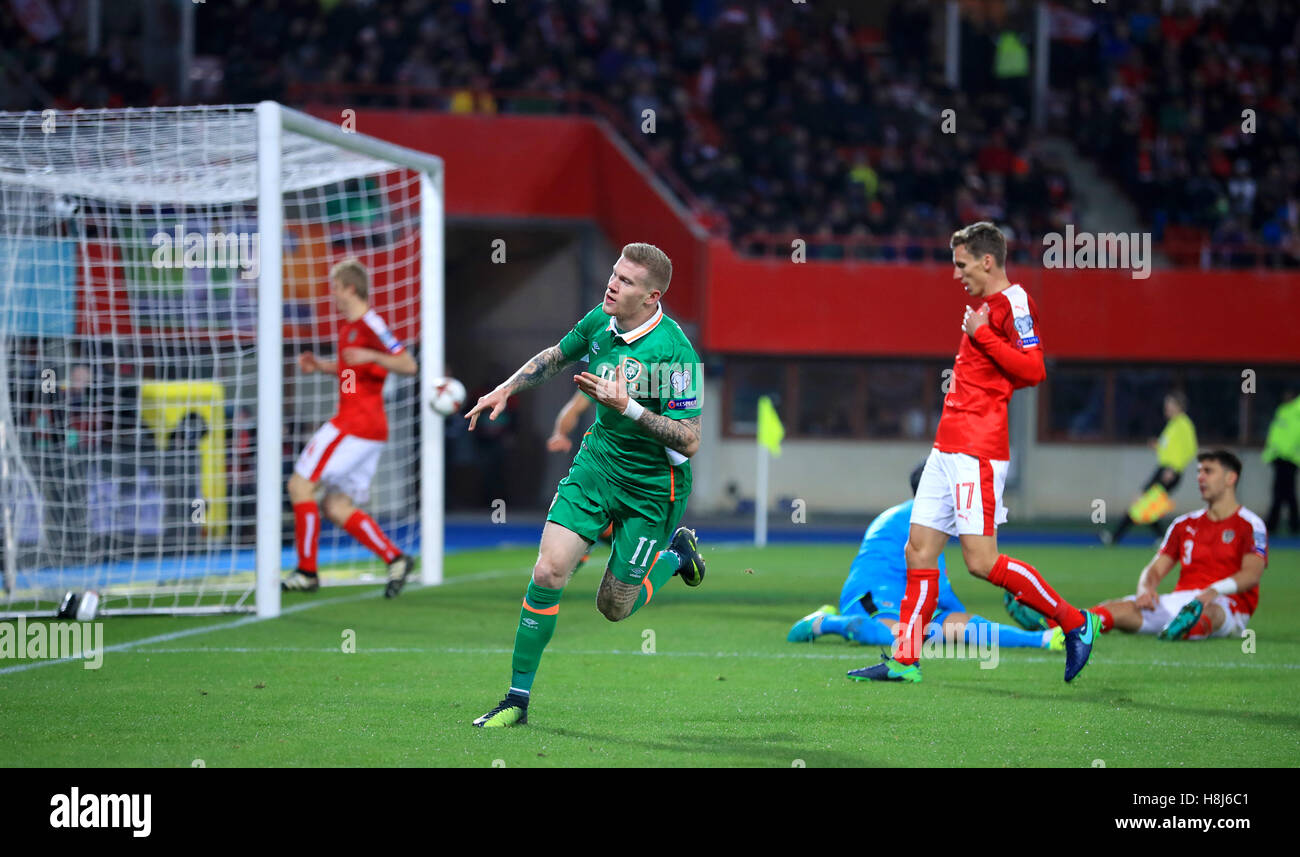 Republic of Ireland's James McClean celebrates scoring his side's first ...