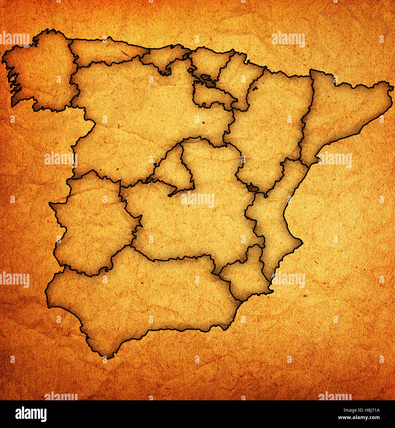 regions of spain on administration map with borders Stock Photo - Alamy