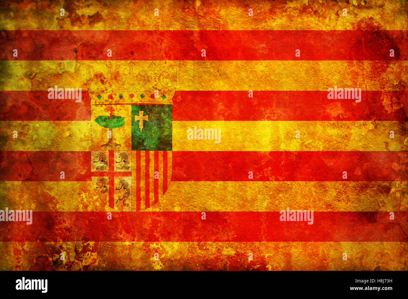 some very old vintage flag of aragon Stock Photo - Alamy