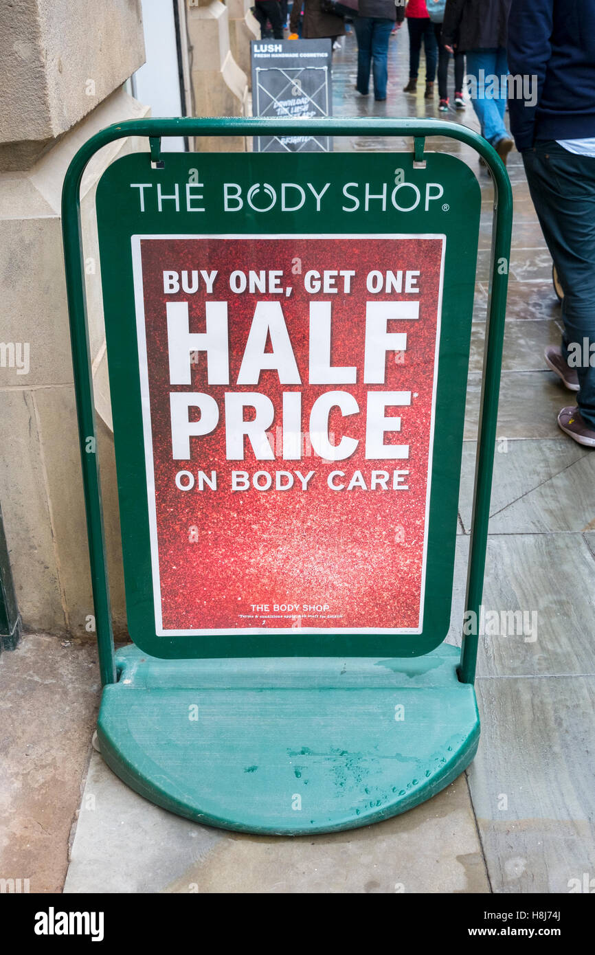 The Body shop Christmas shop window display, Manchester, UK Stock Photo ...