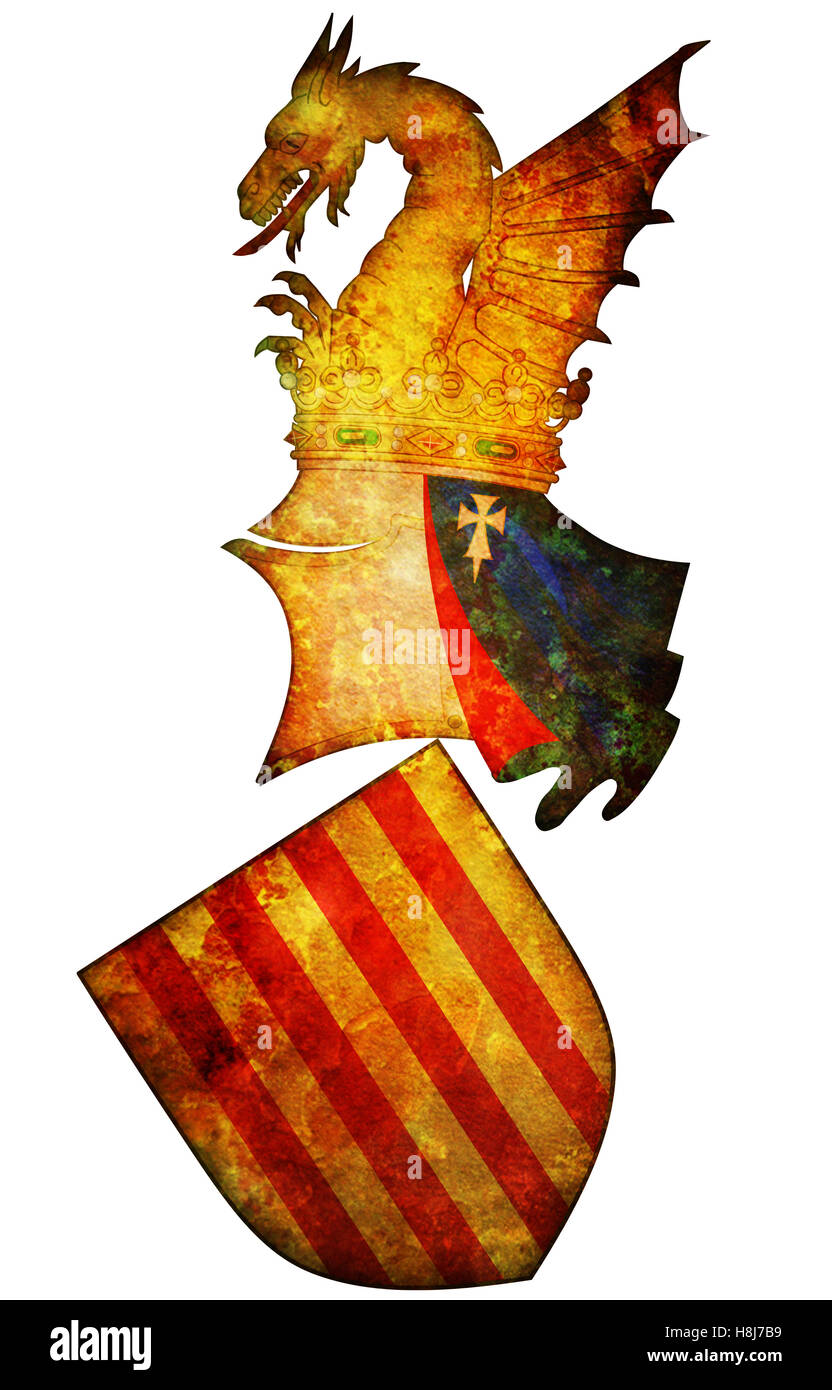 old vintage isolated over white symbol of valencia Stock Photo - Alamy
