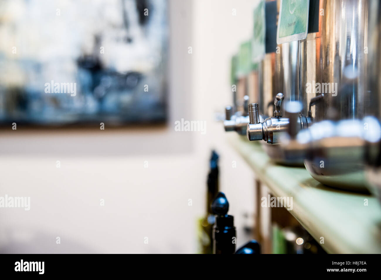 Olive Oil Stainless Steel Spigot in store Stock Photo - Alamy