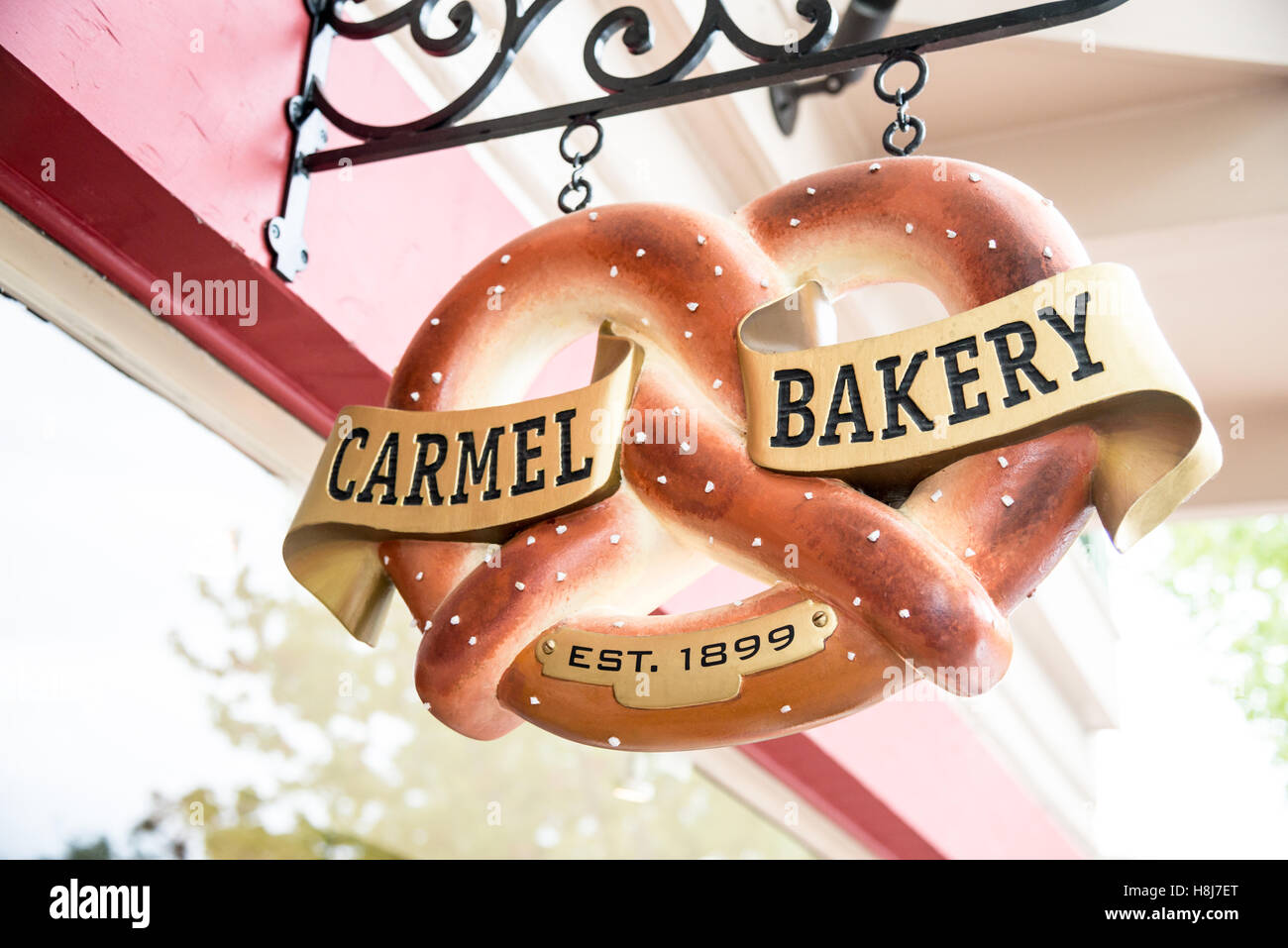 Carmel Bakery Pretzel Sign Stock Photo - Alamy
