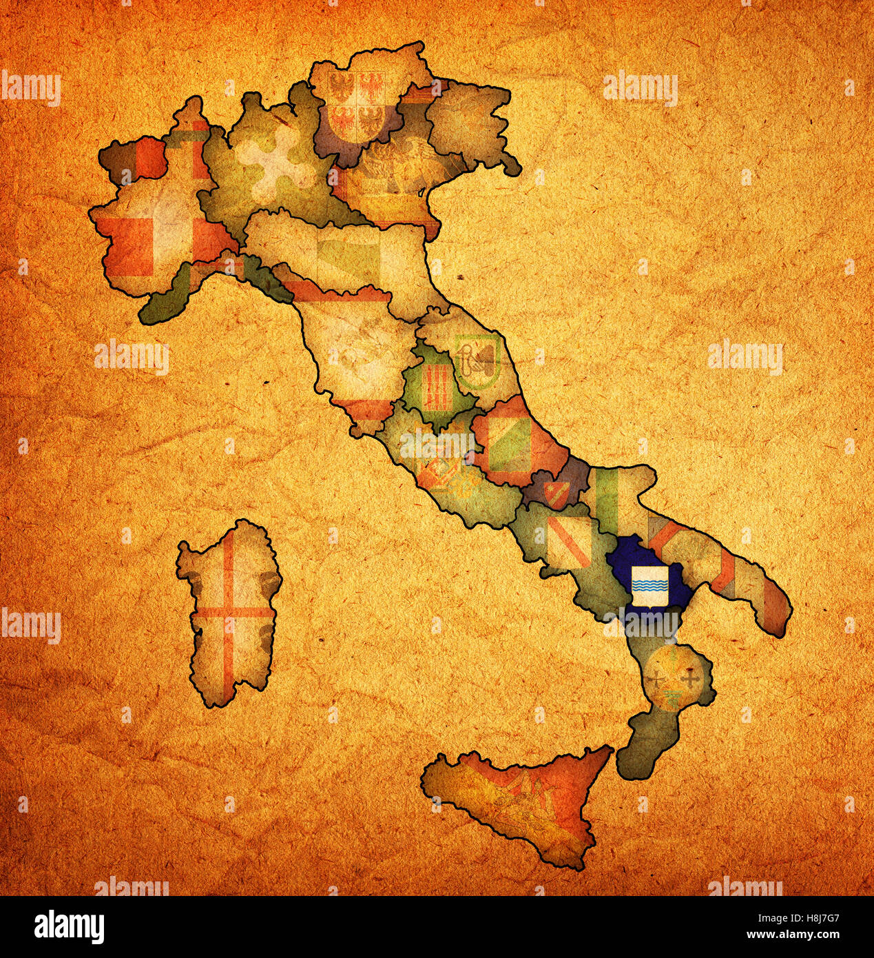 basilicata region on administration map of italy with flags Stock Photo ...