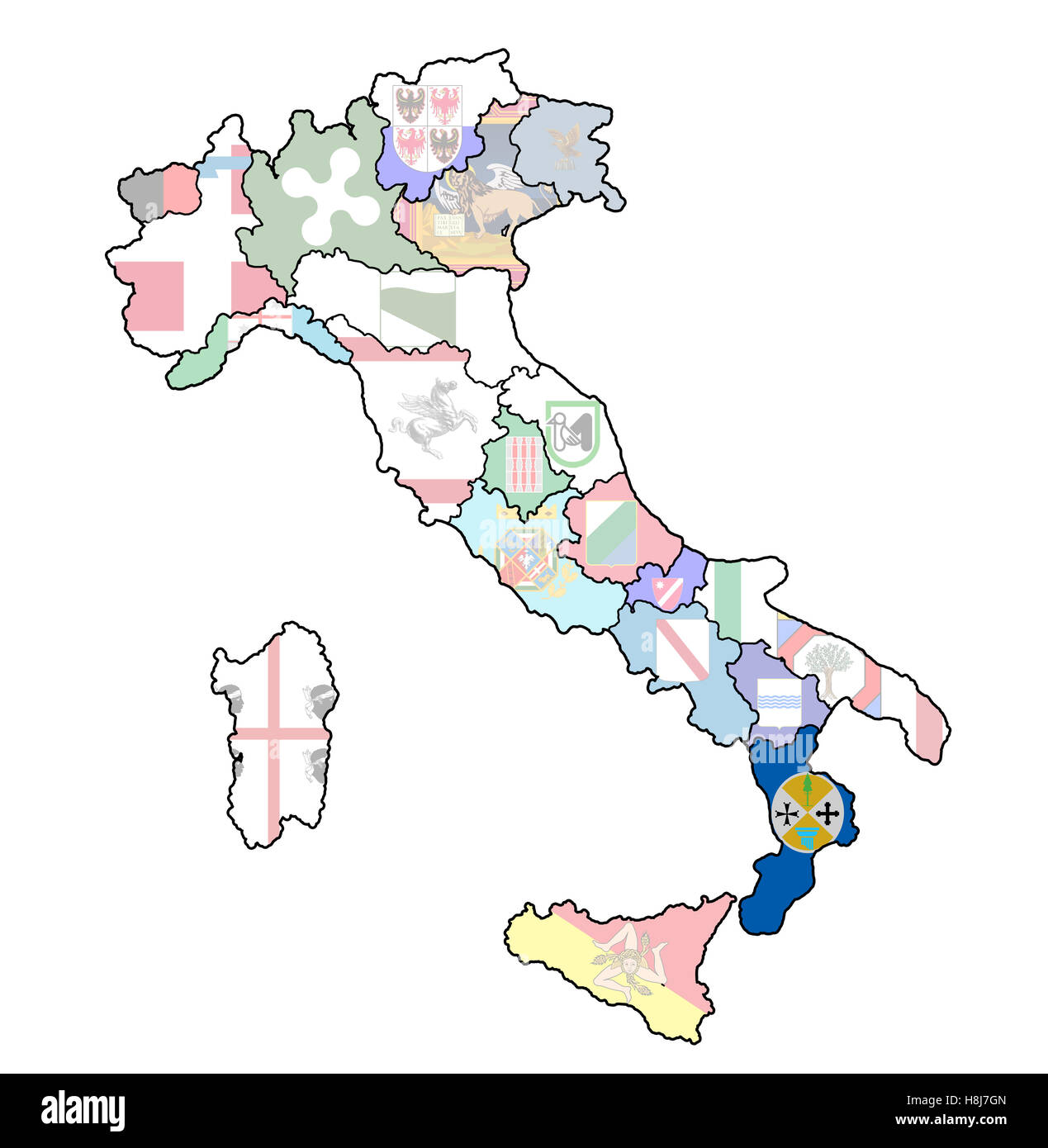 calabria region on administration map of italy with flags Stock Photo ...