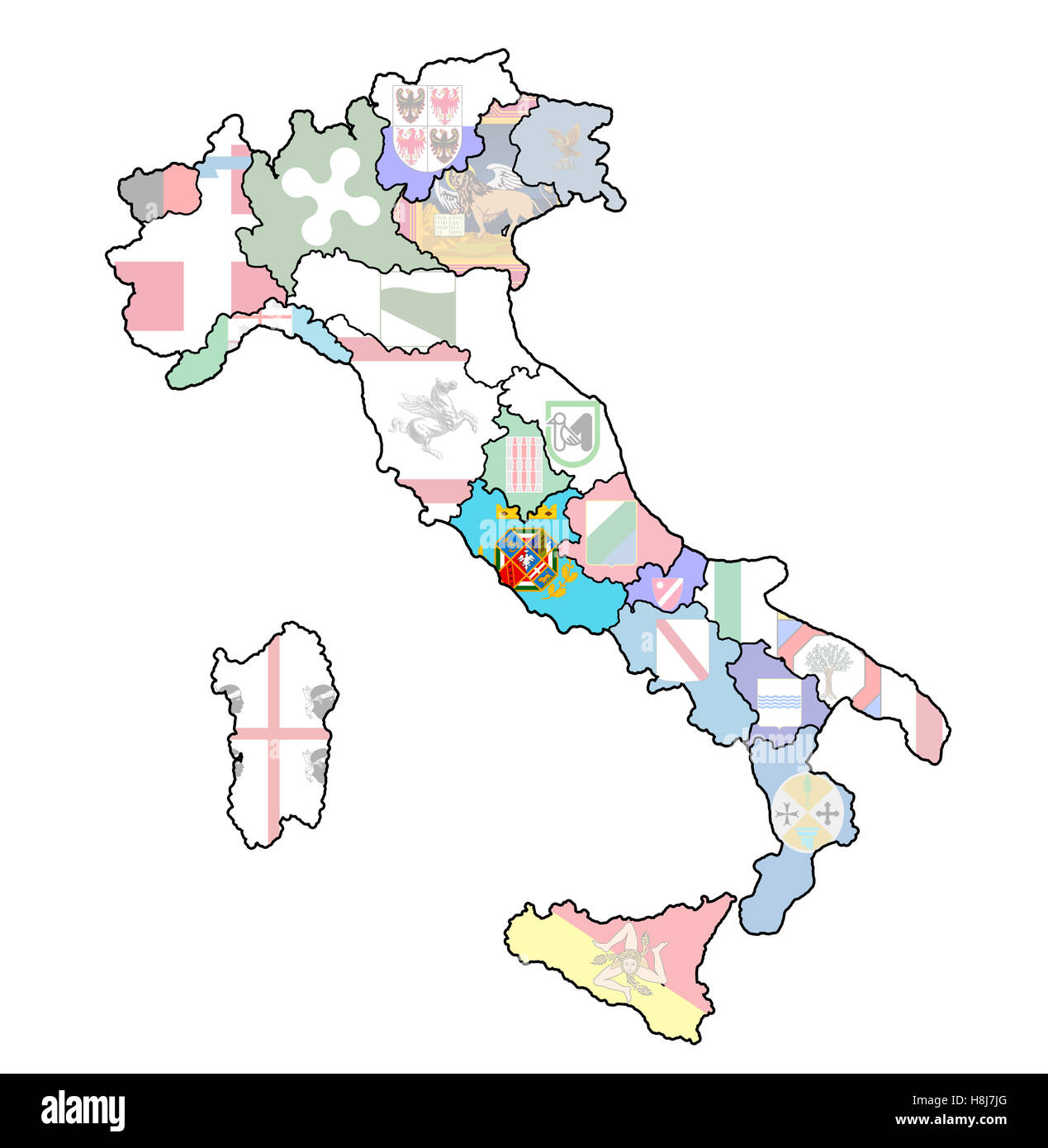 lazio region on administration map of italy with flags Stock Photo - Alamy