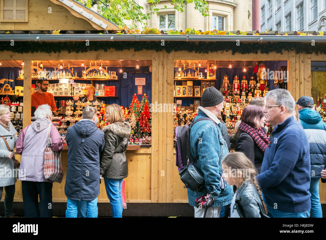 Temporary food stalls as part of the Christmas markets in Manchester ...