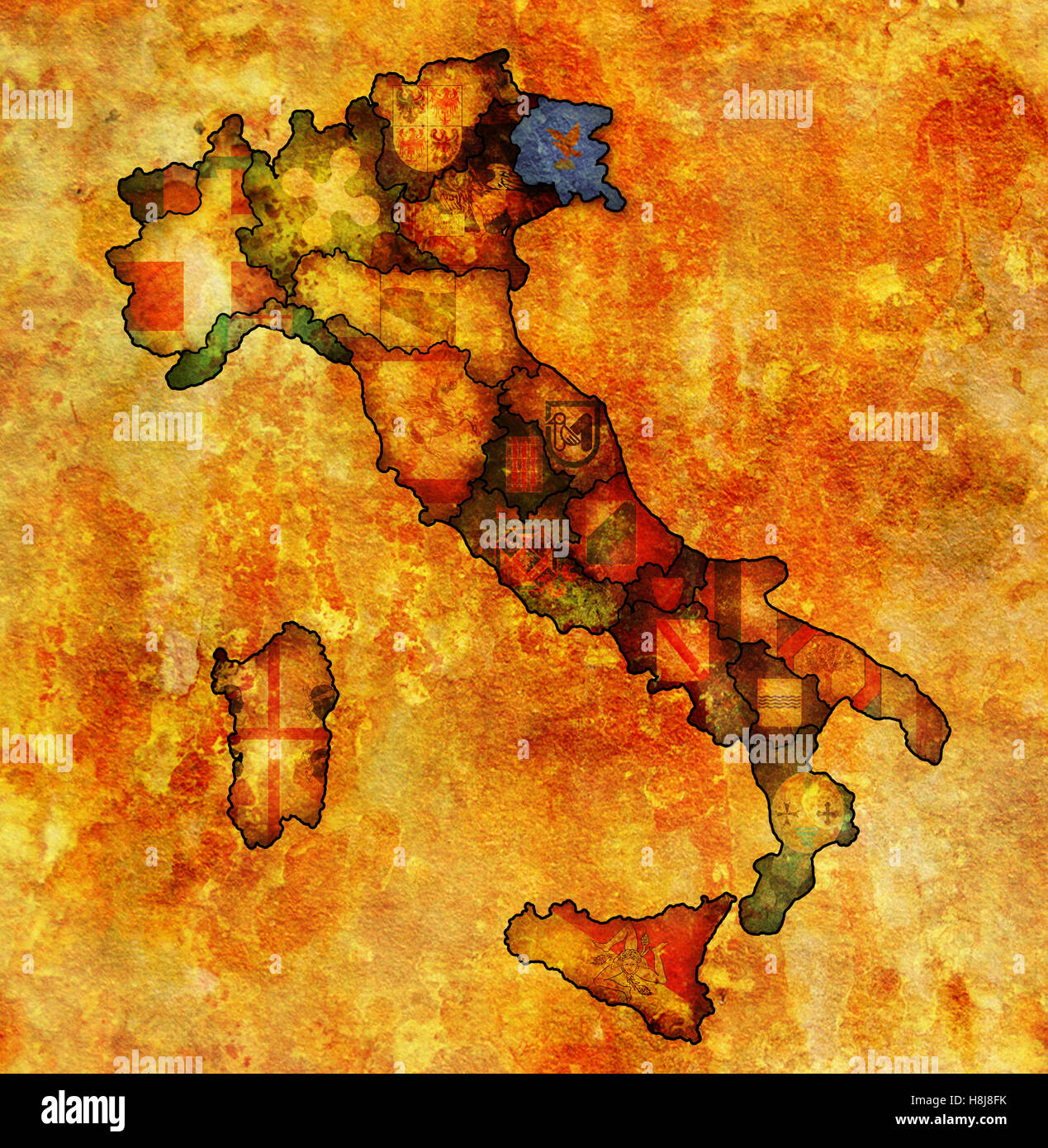 venezia region on administration map of italy with flags Stock Photo ...