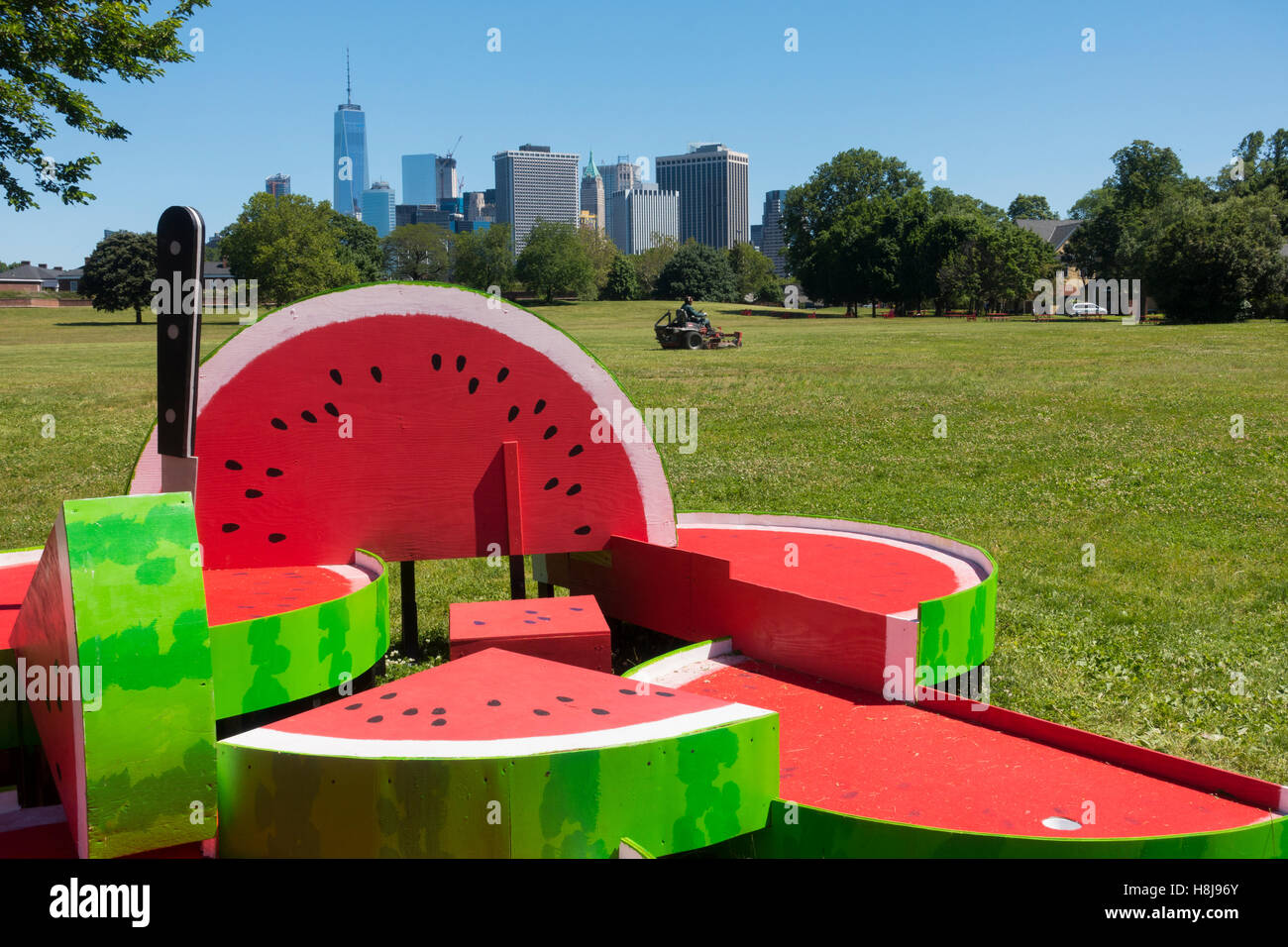 watermelon sculpture Governors island NYC Stock Photo - Alamy