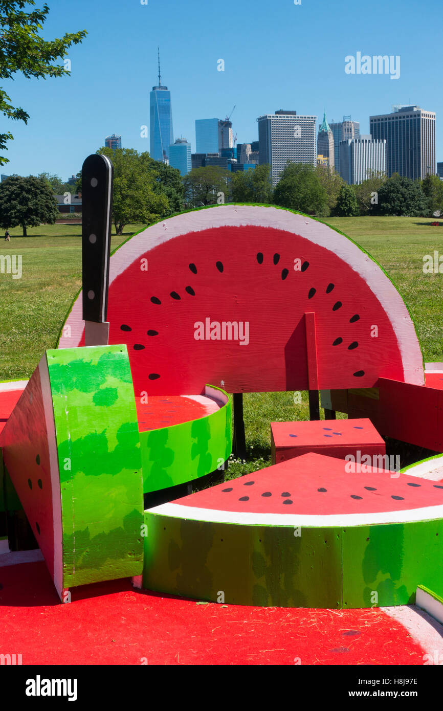 watermelon sculpture Governors island NYC Stock Photo - Alamy