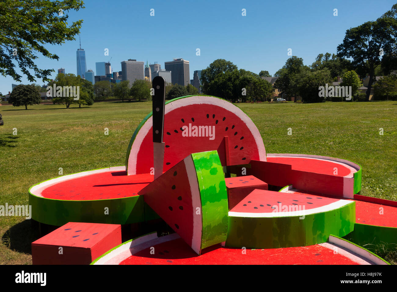 watermelon sculpture Governors island NYC Stock Photo - Alamy