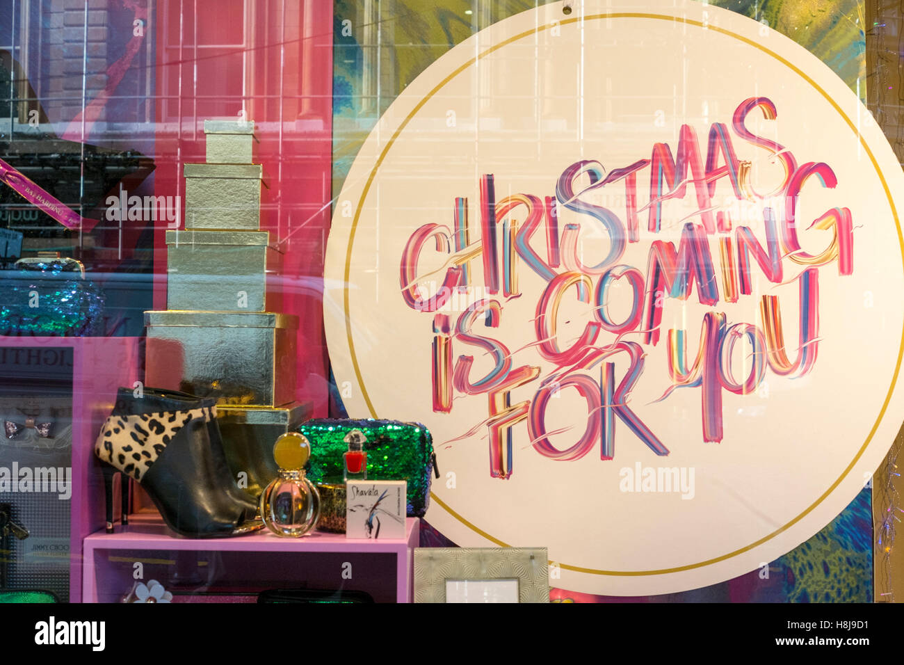 Christmas shop window display, Manchester, UK Stock Photo - Alamy