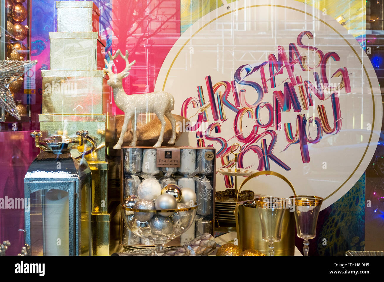 Christmas shop window display, Manchester, UK Stock Photo - Alamy