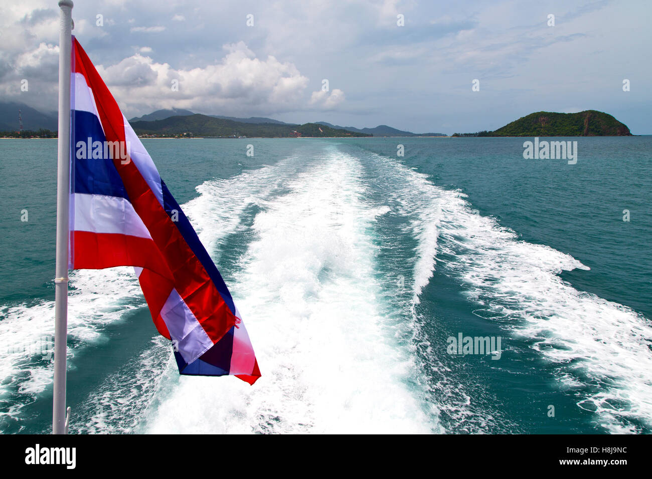 asia myanmar kho samui bay isle waving flag in thailand and south china ...