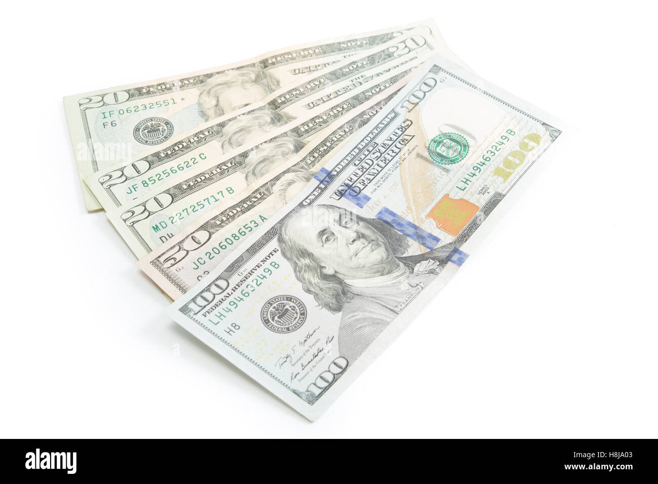 American dollars isolated on white background Stock Photo - Alamy