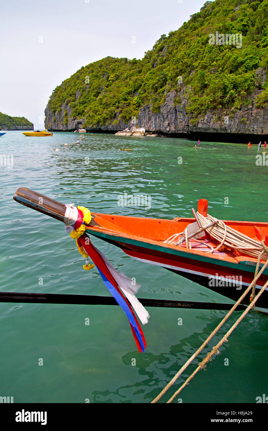 boat coastline of a green lagoon and tree south china sea thailand kho ...