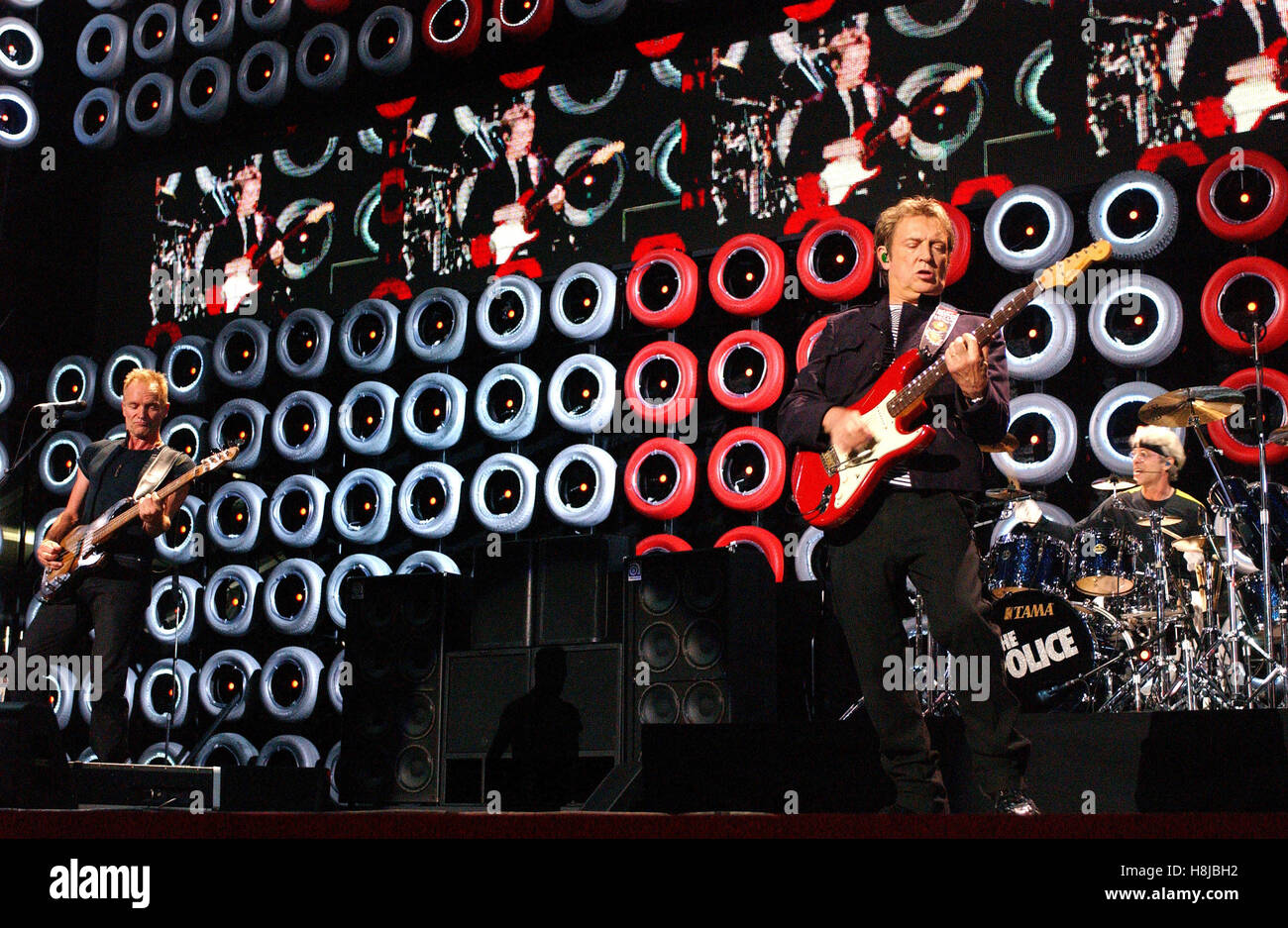 The Police performing at Live Earth New York at Giants Stadium in East ...
