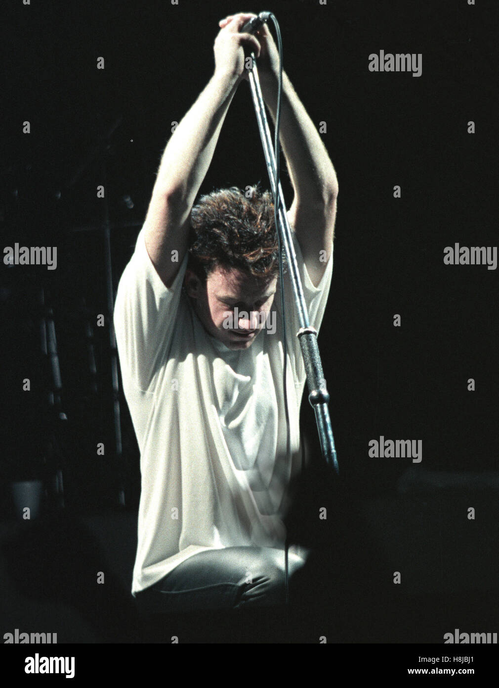 U2 (Bono) performing at the Worcester Centrum in MA in 1984. © David ...