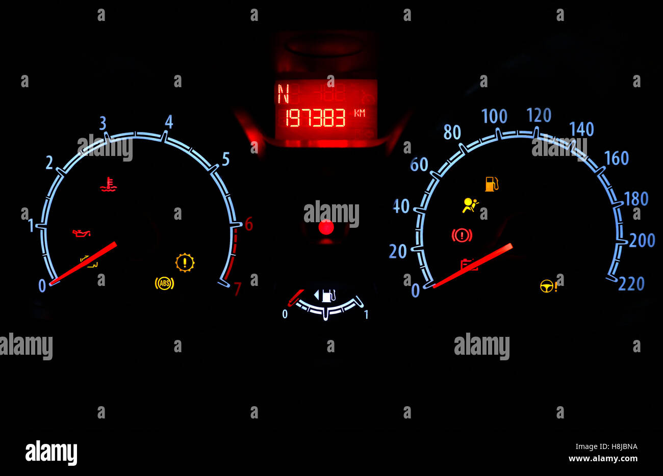 odometer inside car in night time dark background Stock Photo - Alamy