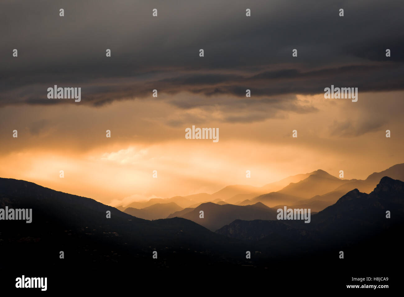 A warm sunset in the French Alps Stock Photo - Alamy