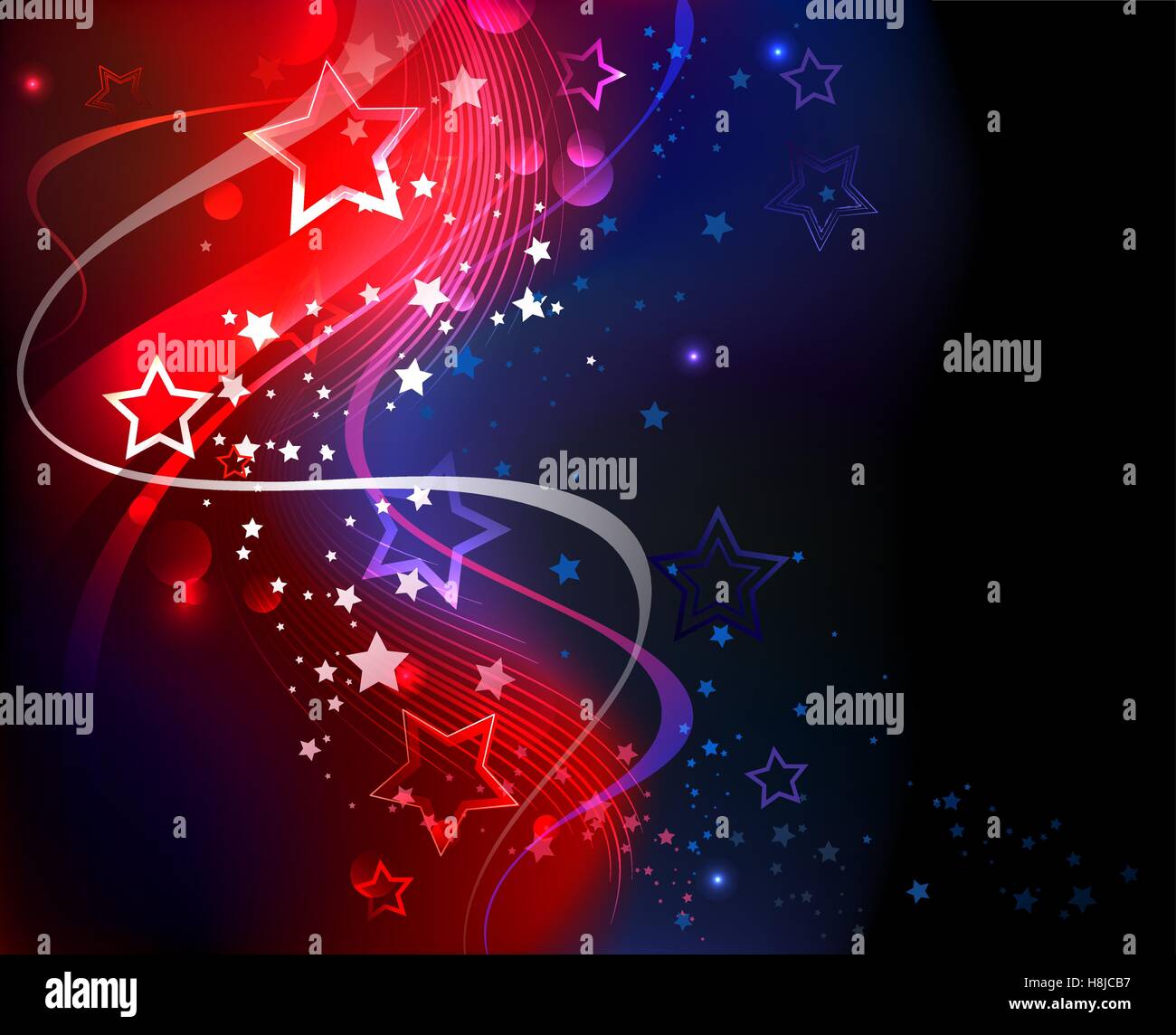 abstract glowing blue and red abstract background with stars and ...