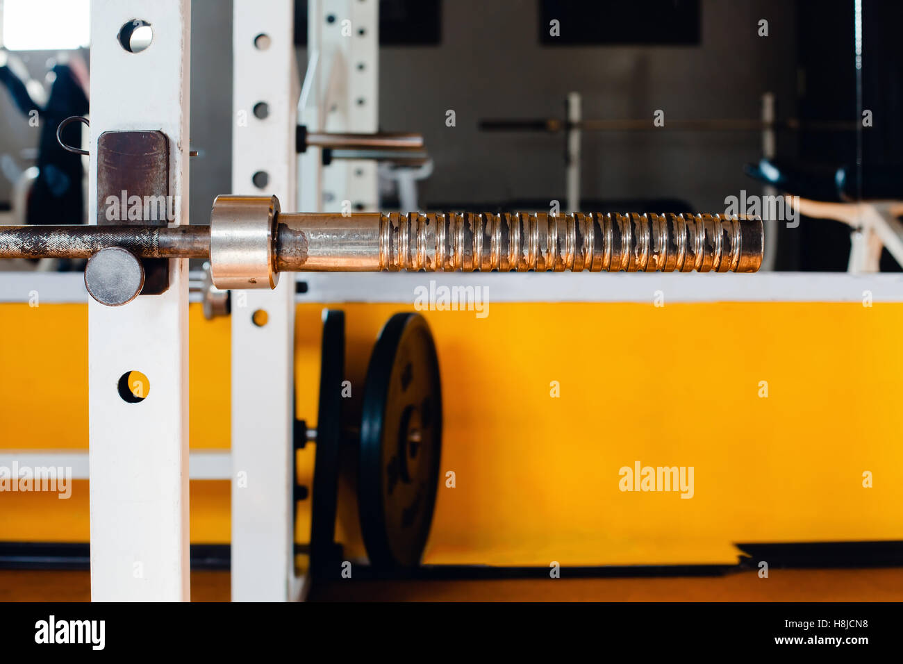 Bar-bell in the gym Stock Photo - Alamy