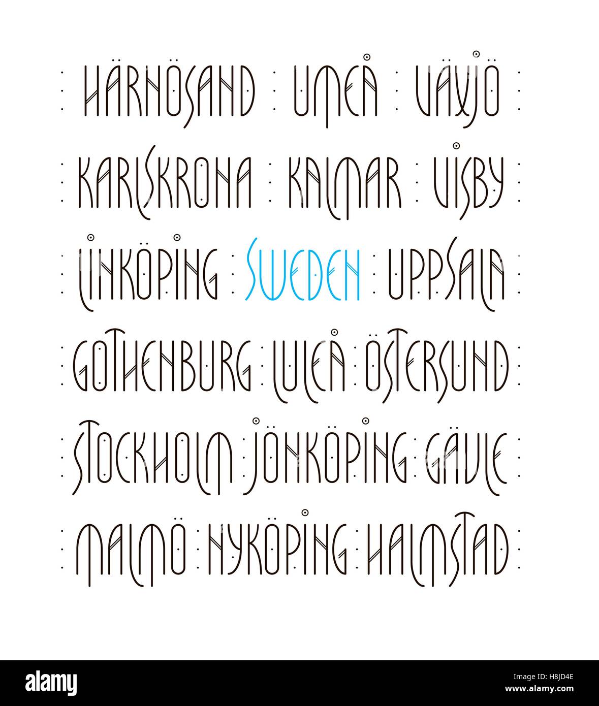 Sweden s Cities Lettering Stock Vector Image & Art - Alamy