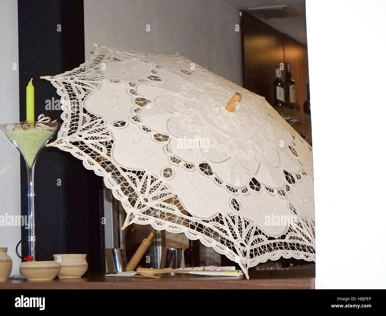 White lace parasol hi-res stock photography and images - Alamy