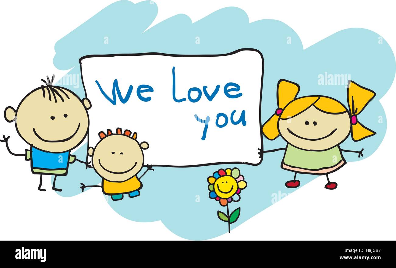 Cute cartoon kids. Hand drawn cartoon children Stock Vector Image & Art ...