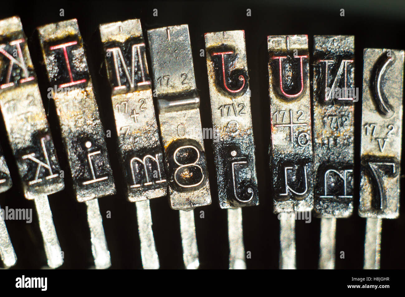 Old typewriter machine characters close up Stock Photo - Alamy