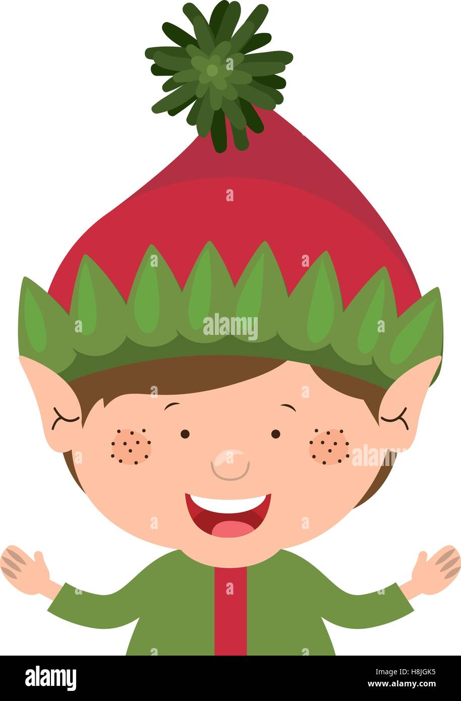 color image with half body christmas gnome boy vector illustration ...