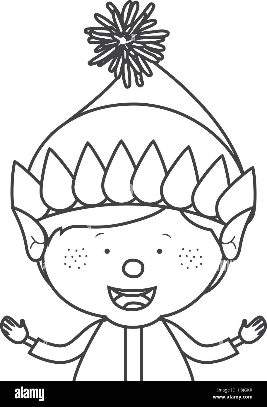 contour with half body gnome boy vector illustration Stock Vector Image ...