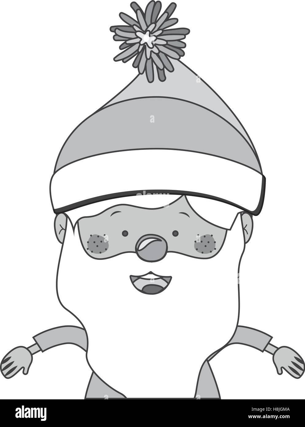 monochrome graphic santa claus half body vector illustration Stock ...